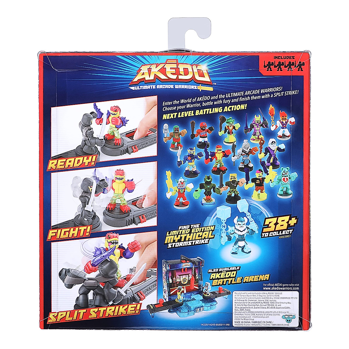 Akedo Ultimate Arcade Warriors - Warrior Collector 4 Pack - 3 Mini Battling Action Figures: Darksting, Axel & Nightblade and one Hidden Mini Battling Action Figure!, Multicolor (14251)