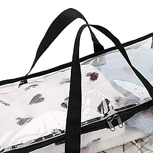 Fasmov 4 Pack Clear Clothes Storage Bag Organizer with Reinforced Handle, Closet Organizer Vinyl Bag for Bedding, Linen, Blankets, Duvet Covers, Comforters, Clothes & Toys