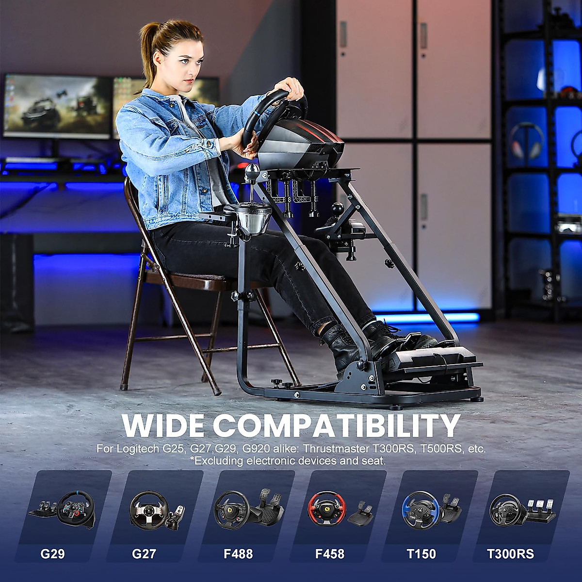 Marada G920 Racing Steering Wheel Stand Adjustable Driving Simulator Cockpit Fit for Thrustmaster T300RS,T500RS,Logitech G929, 923 Wheel & Pedals & Handbrake Purchase Separately