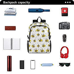 Kigai Cute Honey Bees Backpack for Men Women,22L Casual Hiking Travel Back Pack Lightweight Waterproof Durable Foldable Backpack
