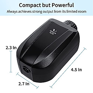 Uniclife 30 GPH Aquarium Air Pump Adjustable Quiet Oxygen Aerator Pump with Air Stone Airline Tubing Check Valve and Connector Accessories for Small Fish Tanks Ponds up to 30 Gallons