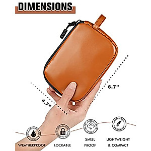 SafeDelux Small Smell Proof Storage Bag Organizer Zipper Pouch 6.3 x 4.3 Inch Small Travel Water Resistant Bag Great Father Day Gifts (Brown)