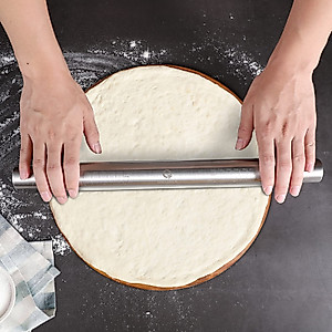 French Rolling Pin with Measurements - Quellance Rolling Pins for Baking,17.5" Fondant Rollong Pin,Stainless Steel Rolling Pin Dough Roller