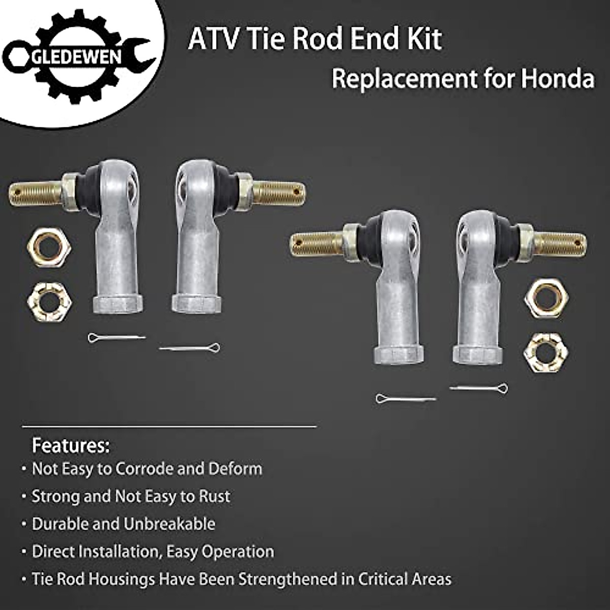 Tie Rod End Kit, Two Sets Ball Joint, Compatible With 1997-2017 Honda Foreman 400/450 / 500 | 2001-2017 Honda Foreman Rubicon 500 ATV Accessories
