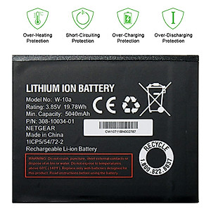 Replacement Battery W-10A W-10 for Netgear Nighthawk M1 MR1100 Mobile Router Modem Hotspot Battery W10A W10 Battery 5040mAh