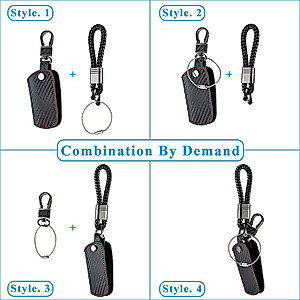 AeroBon Red-Stitch Leather Keychain Key Fob Cover Kit Compatible with BMW Key Fob (F Type)