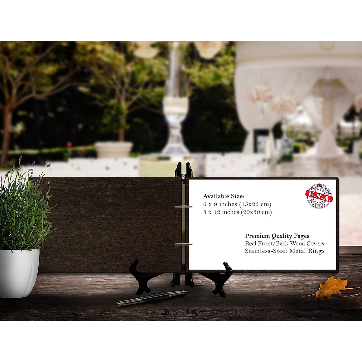 Just Customized Personalized Handmade Mr Mrs Wedding Guest Book for Bride and Groom Wood Alternative Custom Engraved Newlywed Marriage Album (Coffee)