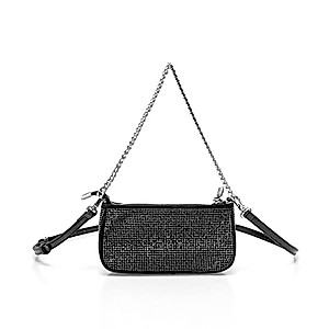 youyuan Small Shoulder Bag for Women Wedding Rhinestone Clutch Purse Evening Handbag(Black)