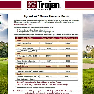 Trojan HydroLink Watering System for 12V Universal 6V Battery Kit