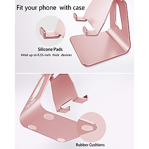 Adjustable Cell Phone Stand, CreaDream Phone Stand, Cradle, Dock, Holder, Aluminum Desktop Stand Compatible With Phone Xs Max Xr 8 7 6 6s Plus SE Charging, Accessories Desk,All Mobile Phones-Rose Gold