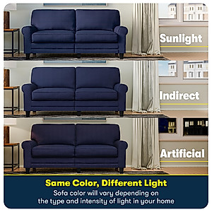 Serta Copenhagen 78" Sofa - Pillowed Back Cushions and Rounded Arms, Durable Modern Upholstered Fabric - Navy Blue