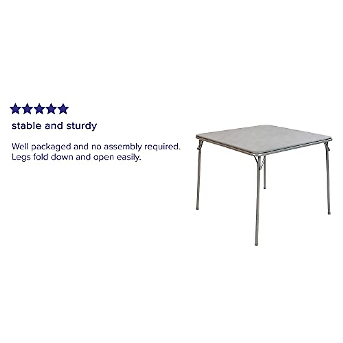 Flash Furniture Folding Card Table - Gray Foldable Card Table Square - Portable Table with Collapsible Legs