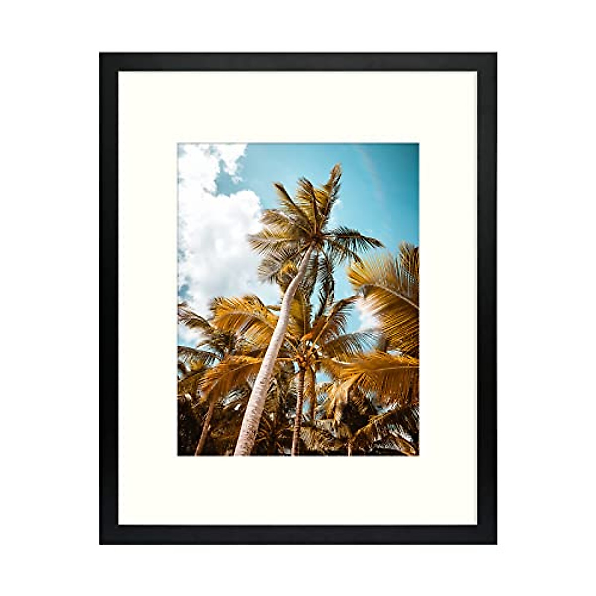 Frametory, 16x20 Picture Frame with Mat for 11x14 Picture- - High Definition Glass Wide Molding - Preinstalled Wall Mounting Hardware (Black, 1 Pack)