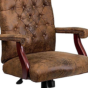 Flash Furniture Bomber Brown Classic Executive Swivel Office Chair with Arms