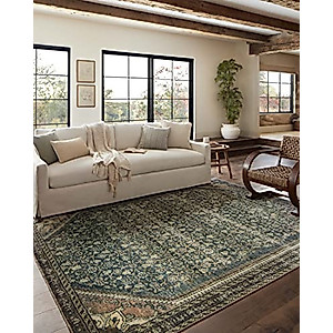 Magnolia Home by Joanna Gaines x Loloi Banks Collection BAN-02 Machine Washable Denim / Clay 2'-0" x 5'-0" Accent Rug