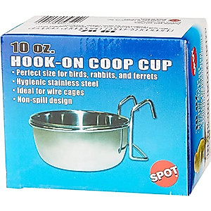 SPOT By Ethical Products - Stainless Steel Coop Cup Wire Hanger Kennel Pet Bowl For Dogs Cats Birds and Reptiles - 10oz