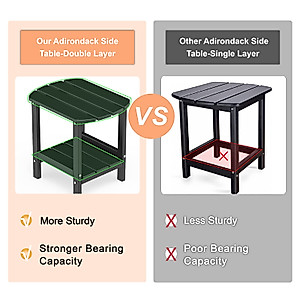 Mdeam Adirondack Outdoor Side Table,Double 18" HDPE Patio End table Weather Resistant &Easy Assembly for Indoor,Porch,Pool(Black)