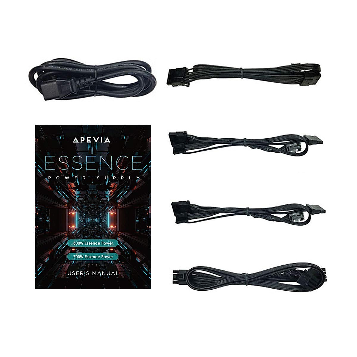 Apevia ATX-ES600-RGB Essence 600W ATX Semi-Modular Gaming Power Supply with Auto-Thermally Controlled 120mm RGB Fan, 115/230V Switch, All Protections
