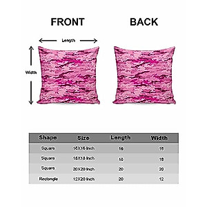 2 Packs Decorative Cotton Throw Pillow Covers, Camouflage Netting Camo Pink 18 x 18 Inch Square Reversible Soft Cushion Case for Couch Bedroom Sofa Living Room Chair Car