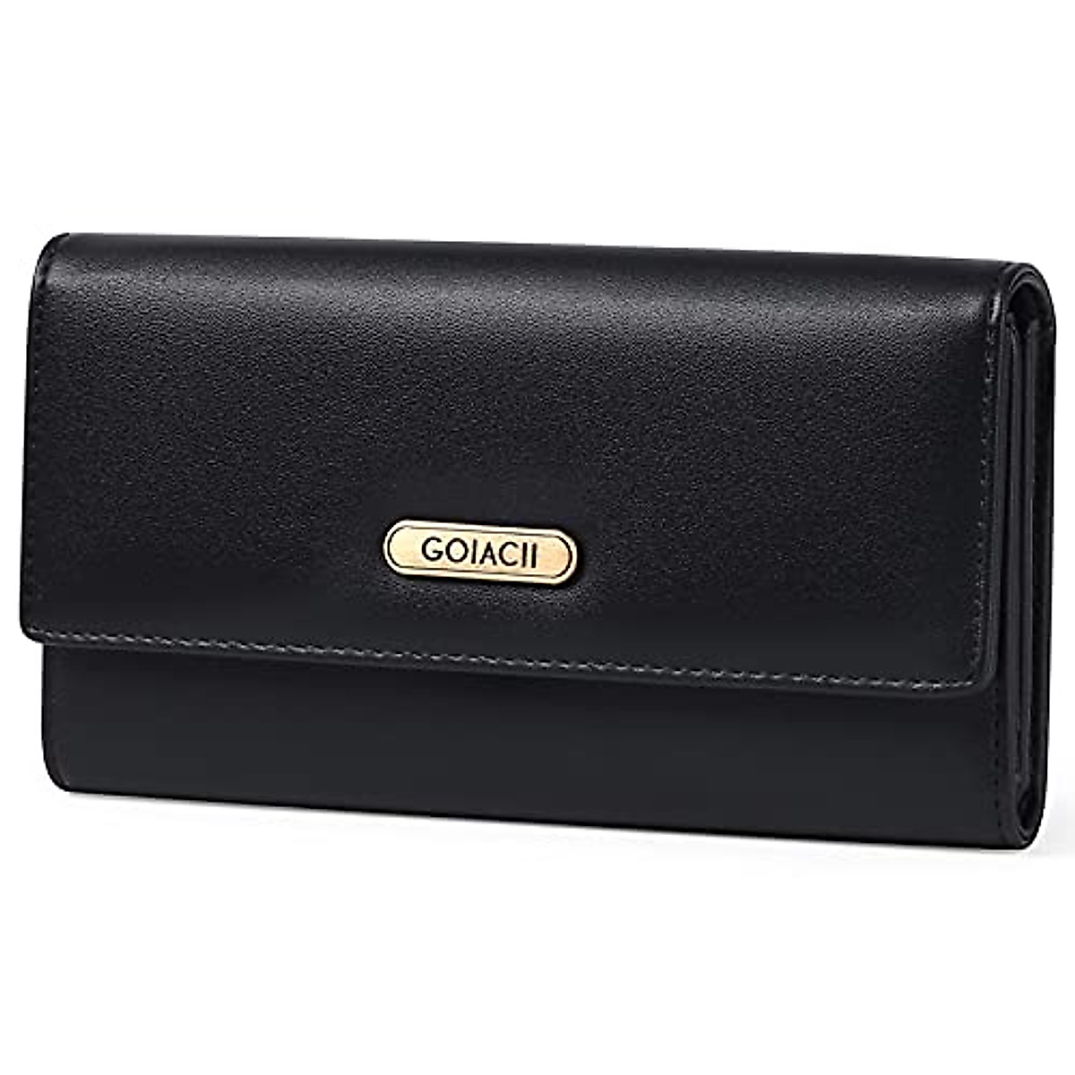GOIACII Women's Wallet RFID Blocking Trifold Long Clutch Purse Ladies Wallets Vegan Leather Card Holder with Zipper Coin Pocket