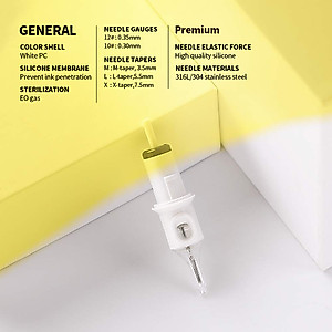 Hawink Tattoo Cartridge Needles #12 Standard 14 Round Shader M-Taper 20PCS with Membrane Professional Disposable EN05S-20-1214RS