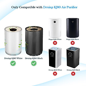 CLEARBREEZE KJ80 Filter Replacement, 3-in-1 KJ80 H13 HEPA Filter High Efficiency Air Pur-ifier Filter Replacement for Druiap KJ80, Compared to Part# AF3080, 4 Pack