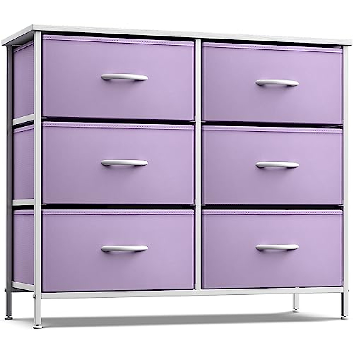 Sorbus Kids Dresser with 6 Drawers and 2 Drawer Nightstand Bundle - Matching Furniture Set - Storage Unit Organizer Chests for Clothing - Bedroom, Kids Rooms, Nursery, & Closet (Purple)
