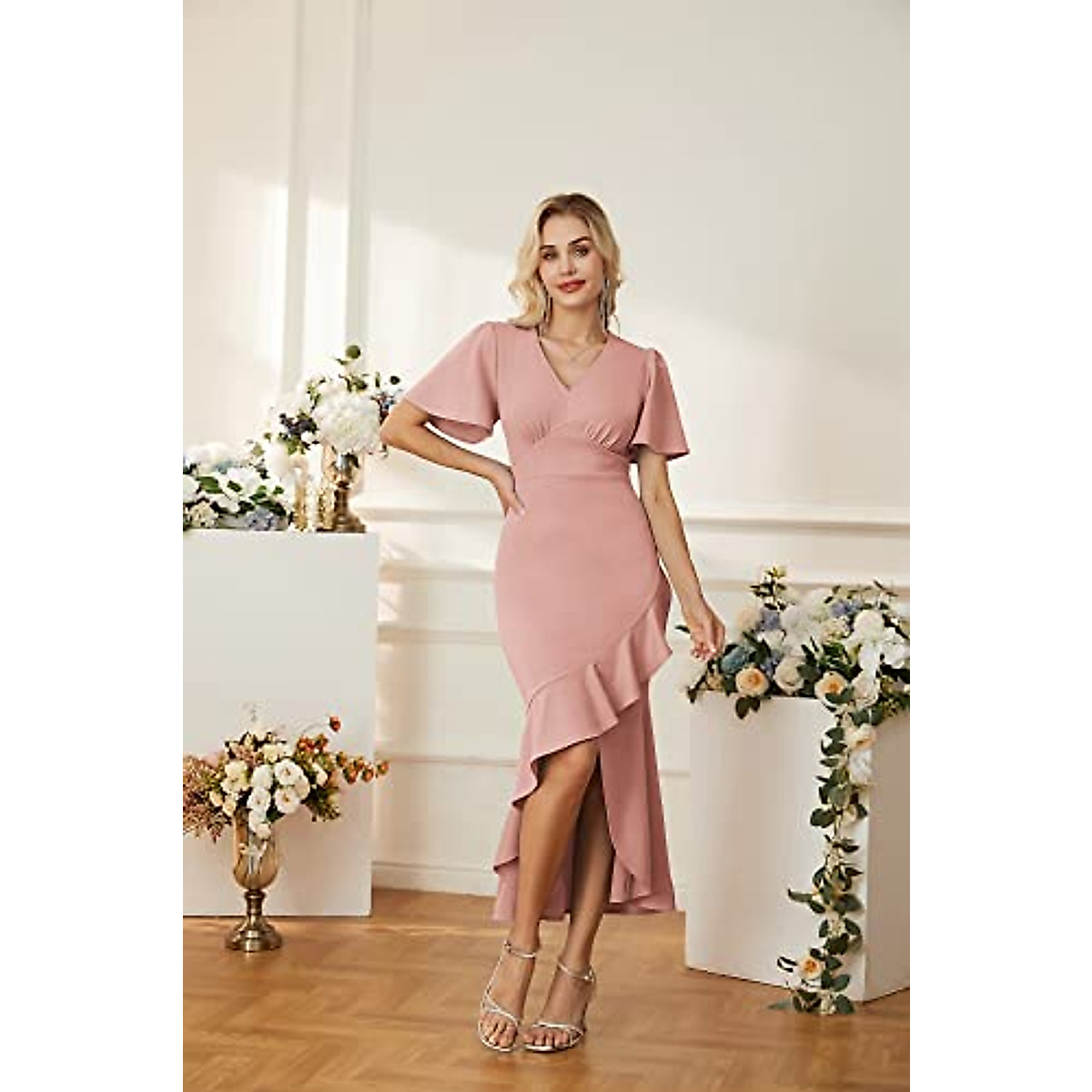 GRACE KARIN Wedding Guest Dresses for Women Summer Spring Dresses for Women 2023 Pink L