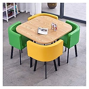 Office Reception Round Table- Conference Reception Room Coffee Table with Chair, Bedroom Office Reception Desk and Chair Set 1 Table and 4 Chairs Dining Table and Chair Combination Living Room Balcony