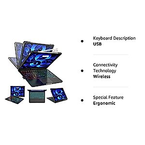 KVAGO Keyboard Case for iPad Air 5th/4th Gen 2022/2020, iPad Pro 11 inch 4th Generation 2022 / iPad Pro 11" 2021/2020/2018, Smart Trackpad, Backlight, 360° Rotatable Keyboard with Pencil Holder, Black