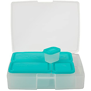 Kids Lunch Box & Bento Box Kit, Turquoise, Lunch Bag Tote Set is Insulated & Keeps Food Cold for Hours, Includes Bento Inside, 5 Removable Containers & Blue Lids, Great for Girls Back to School