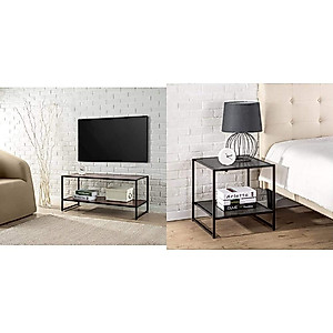 Zinus Modern Studio Collection TV Media Stand/Table/Good Design Award Winner with 20 Inch Square Side/End Table/Night Stand/Coffee Table, Espresso
