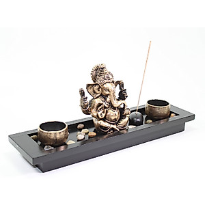 Elephant Ganesha Zen Garden Rocks Incense Burner Candle Holder Home Decor Gift