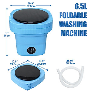 Caroeas Portable Washing Machine, 6.5L Foldable Mini Washing Machine and Dryer Combo with 3 Modes, Small Portable Washer for Laundry, Apartments, Dorm, Camping, RV and Travel, Blue