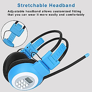 Portable Digital Personal FM Radio Headphones Ear Muffs with Antenna, 2 AA Batteries Powered LCD Display Wireless Headset with Build in Radio for Walking, Jogging and Daily Works