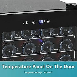 EUHOMY 45 Bottle Wine Cooler Refrigerator, Small Built-in Wine Fridge for Red, White and Champagne, 4.5 Cu.ft Mini Fridge with Adjust Temperature, Black