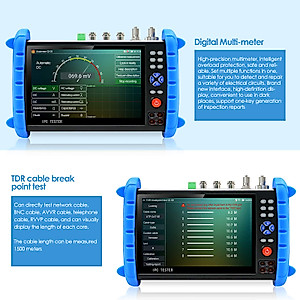 Rsrteng CCTV Camera Tester, IPCXS-ACHIMNORTUV Full Features 7-inch IPS Touch Screen Monitor CCTV Tester with HD-TVI HD-CVI AHD SDI IP Camera Support DMM TDR Features POE WiFi 4K HDMI
