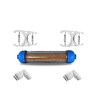 (1 Pack) Mixed Bed Ion Exchange Aquarium Filter Resin 0 PPM RO DI Refillable Housing w/Clamps & Fittings, Compatible with 10" Aquarium Reverse Osmosis Water Filtration Systems, for High TDS in Water