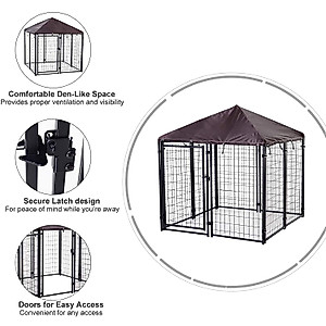 PawHut 5' x 5' x 5' Dog Kennel Outdoor, Walk-in Pet Playpen, Welded Wire Steel Dog Fence with Water-and UV-Resistant Canopy, Jet Black