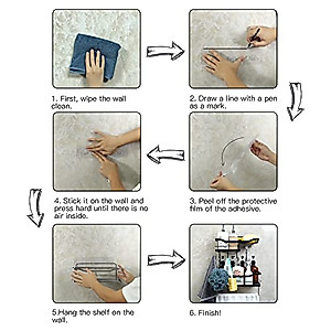 Carwiner 3-Pack Shower Caddy Adhesive Replacement Strong Sticky Waterproof Wall Adhesives, Long adhesive tape with hooks, No Drilling Shower Shelf Accessories