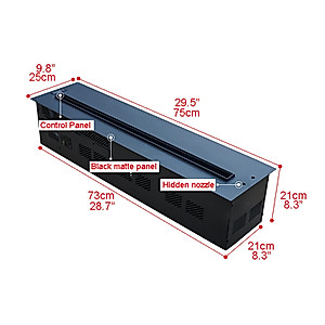 Electric Fireplace 29.5-inch Wall Mount/Wall ​Insert Halogen Lamp Electric Fireplace with Automatic Water Filling Function and Flame Adjustment 3D Fire Effect Fireplace Chimney