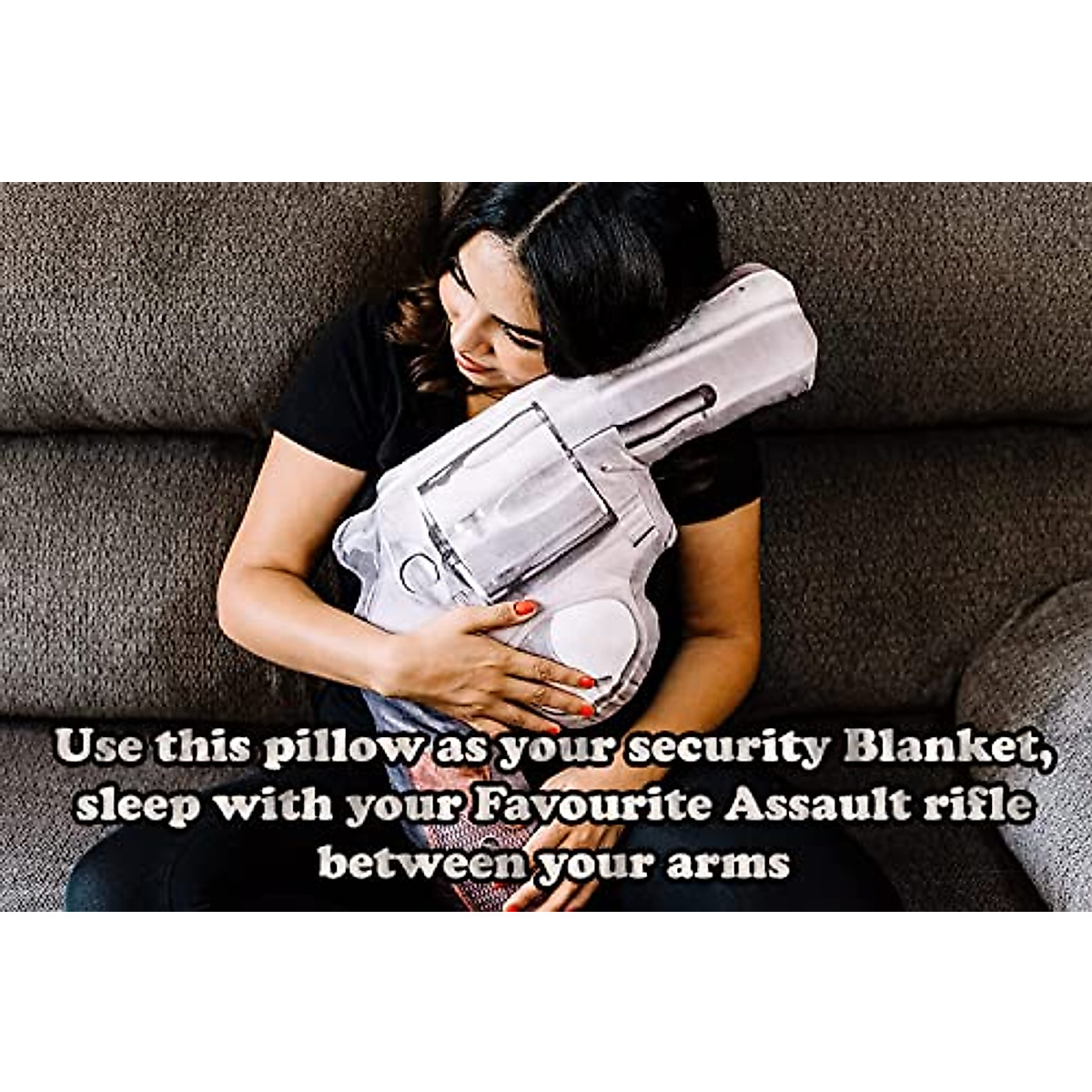 Caliber Gourmet Hug Soft Tactical Automatic Handgun Cushion Pillow, Cotton, Plush Stuffed, Throw Pillow, Decorative, Loved by Military Personnel, Veterans, Hunters, Gun Lovers