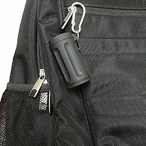 Honoro Portable Ashtray with Lid for Outdoor,ABS Smokeless Windproof Cigarettes Ashtray with Keychain,Black