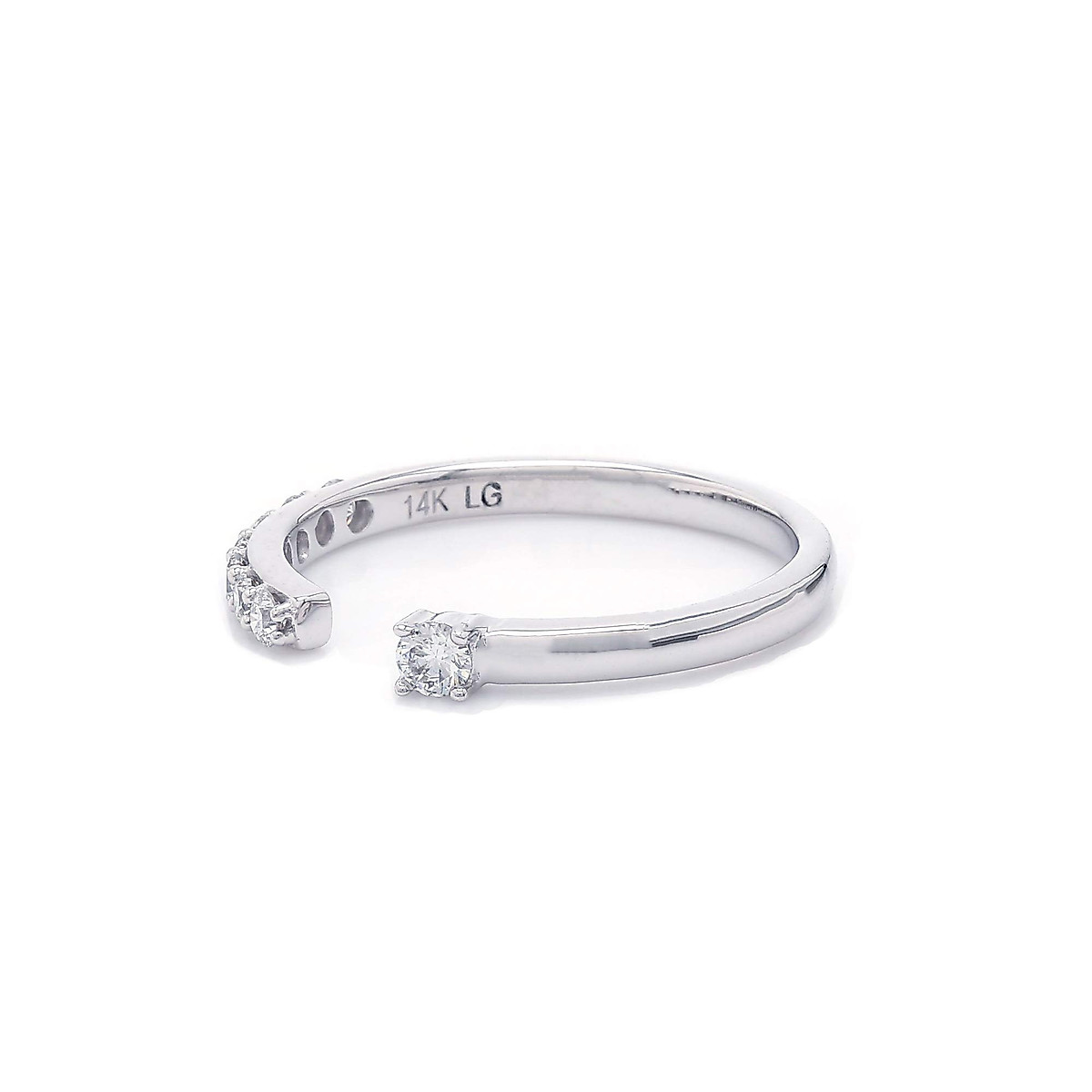 14k White Gold Lab-Grown Diamond Wedding Band Open Ring (1/3 cttw, F-G Color, VS-SI Clarity) Size 7