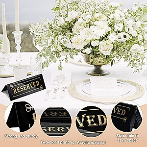 DI QIU REN 10PCS Reserved Table Signs, Acrylic Guest Reservation Table Tents Sign, Waterproof Double-Sided Reserved Seat Signs, Reserve Signs for Wedding Birthday Party Restaurants Meeting Chair