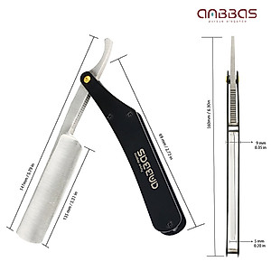 7in1 Anbbas Badger Shaving Brush,Stand,Lathering Bowl,3.5oz Soap,Straight Razor with Bag and Razor Strop Shaving Set for Men