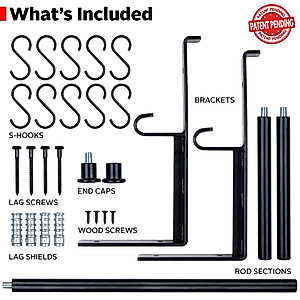 Mildenhall Hanging Pot Rack 3-in-1 Size Options - Wall Mount Cookware Organizer Rack - Sturdy Steel Construction - Farmhouse Style Kitchen Storage For Pots, Pans, Utensils (Board Not Included)