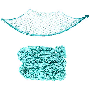 1 Pack Fish Net Decorations for Party, Natural Cotton Fish Net Party Decorations for Pirate Party, Luau Tropical Nautical Beach Table Cover, Nautical Themed Cotton Fishnet Party Accessory (Lake Blue)
