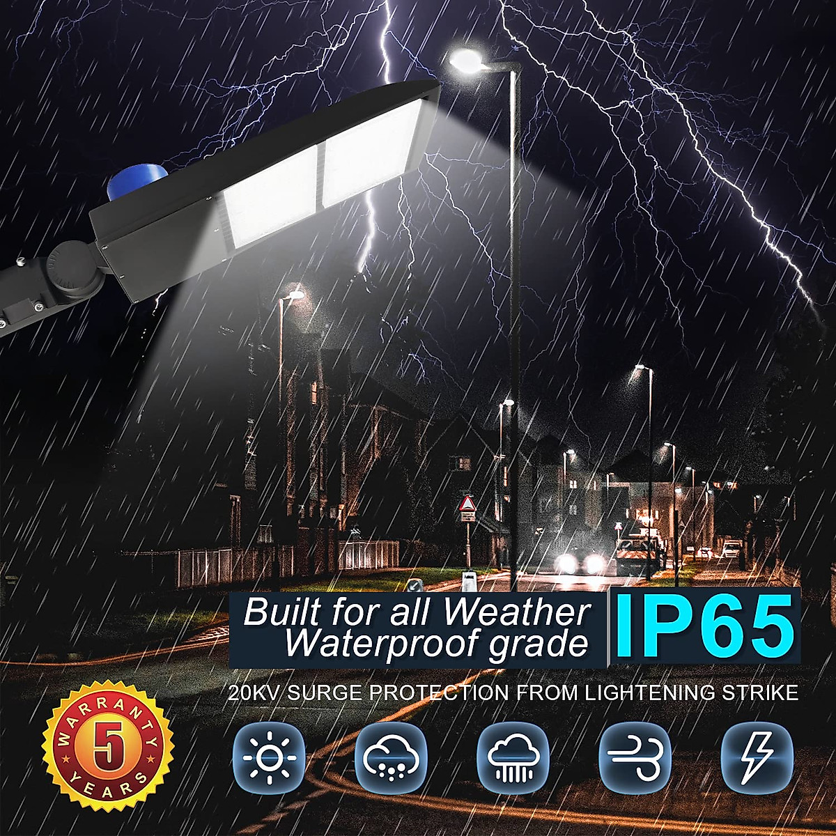 300W LED Parking Lot Light with Dusk to Dawn Photocell 42000 LM 5000K 1-10V Dimmable LED Shoebox Area Light (1000W HID/HPS Equivalent), Yoke Mount 100-277V AC IP65, UL&DLC Listed