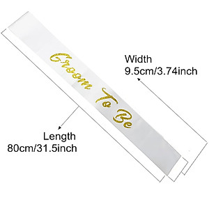 Ashaqshnglee Groom to Be Sash, Groom Sash Bachelor Party Funny Accessory for Future Groom Wedding Gift Idea from Bride to Be White Gold